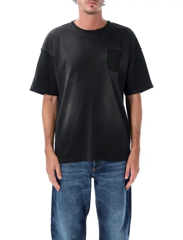 DIESEL® Oversized Crew Neck T-shirt With Chest Pocket - Nero