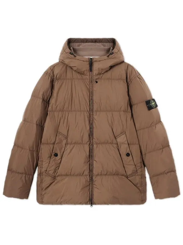 Stone Island Shaped Padded Hood Jacket With Double-adjustable Drawstring, Slanted Snap Pockets