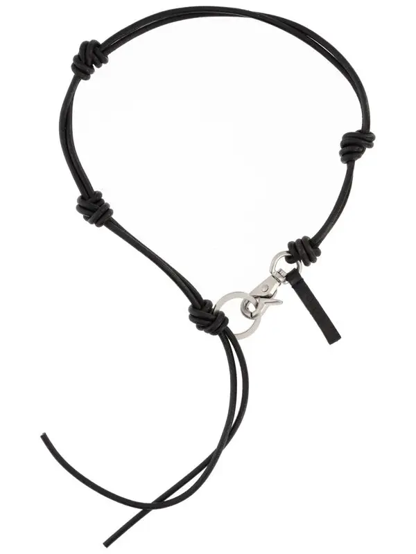 Our Legacy Leather Cord Necklace With Knotted Details - Black