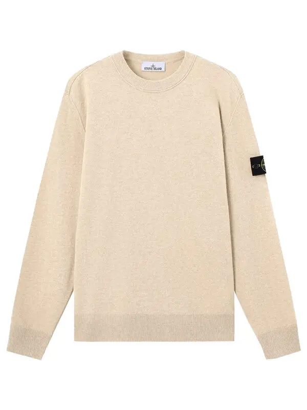 Stone Island Wool Sweater With Badge Detail - Beige