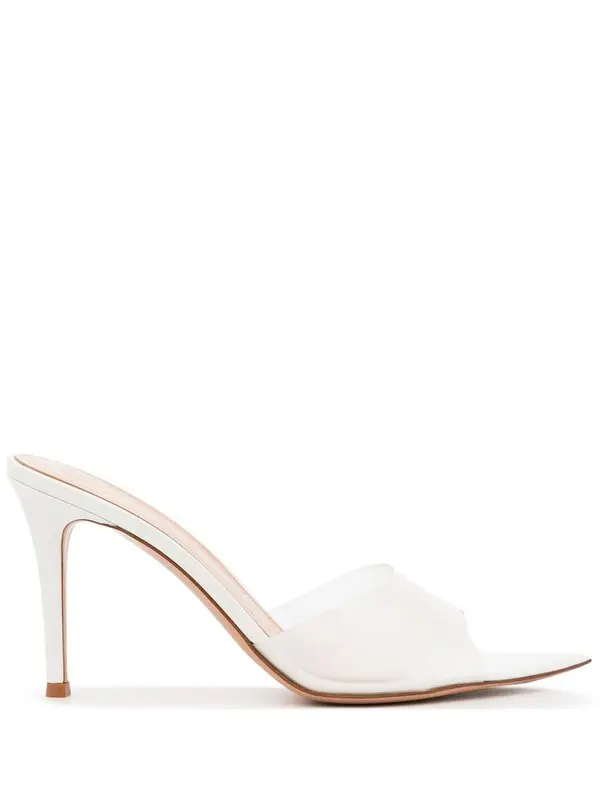 GIANVITO ROSSI Pointed Toe Plexiglass Effect Stiletto Sandals 85 Mm Heel - Bianco