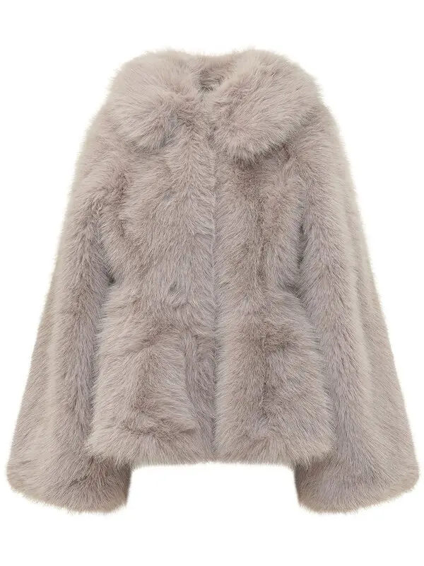ROTATE BY BIRGER CHRISTENSEN Faux Fur Flared Jacket - Alloy
