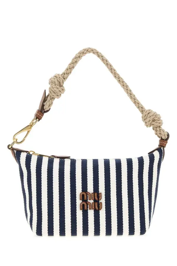 Miu Miu Embroidered Canvas Mini Shoulder Handbag For - Stripped
