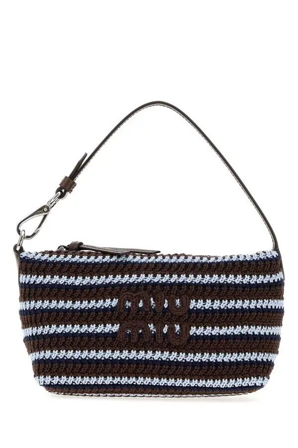 Miu Miu Embroidered Crochet Shoulder Handbag, 18cm X 14cm X 10cm - Stripped