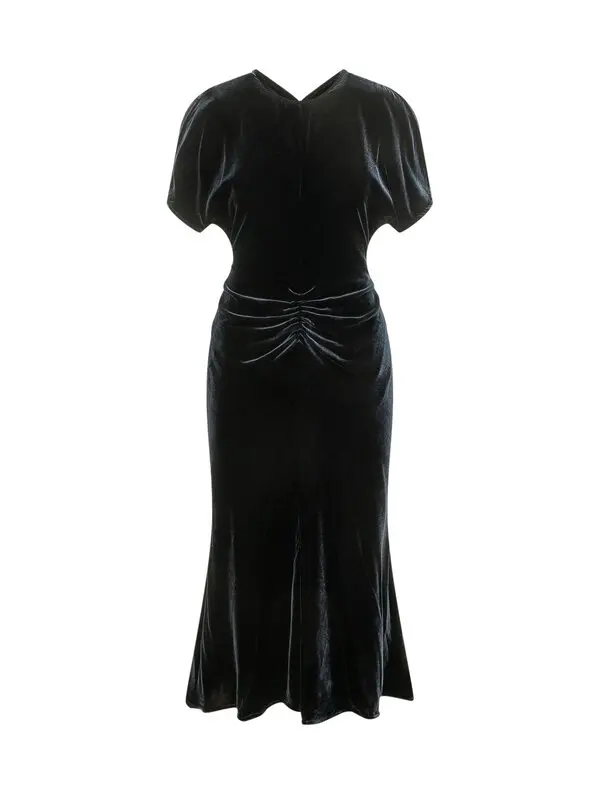 Victoria Beckham Bela Midi Dress With Draped Details