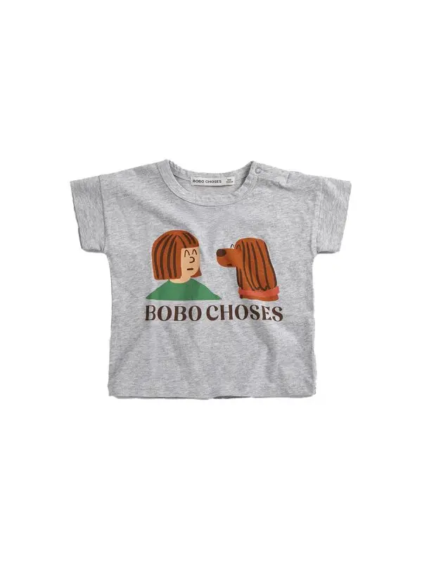 BOBO CHOSES Mini Friends In A Pickle' Graphic T-shirt - Grey