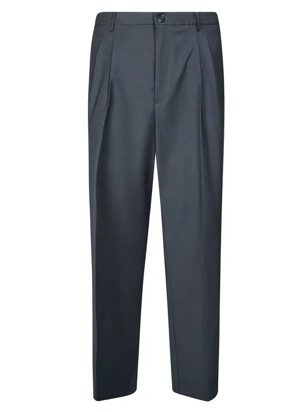 AMARANTO Relaxed Fit Pleated Trousers - Grigio