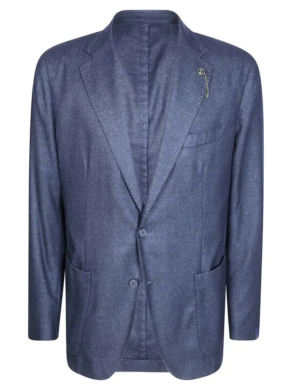 SANTANIELLO Tailored Washed Wool Jacket - Blu