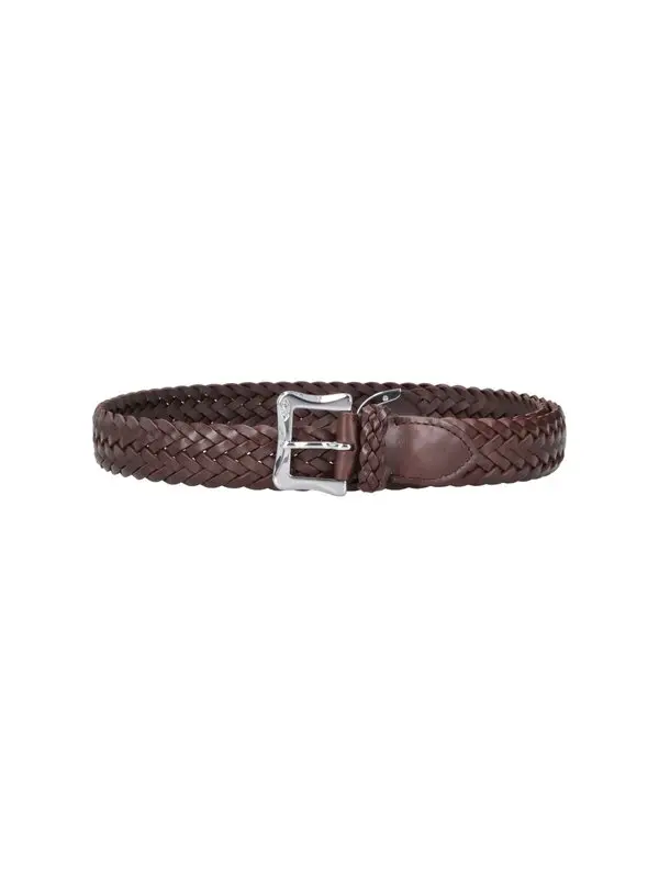 J & M DAVIDSON Braided Leather Belt - Brown
