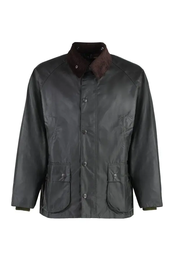 Barbour Bedale Coated Cotton Jacket With Corduroy Collar