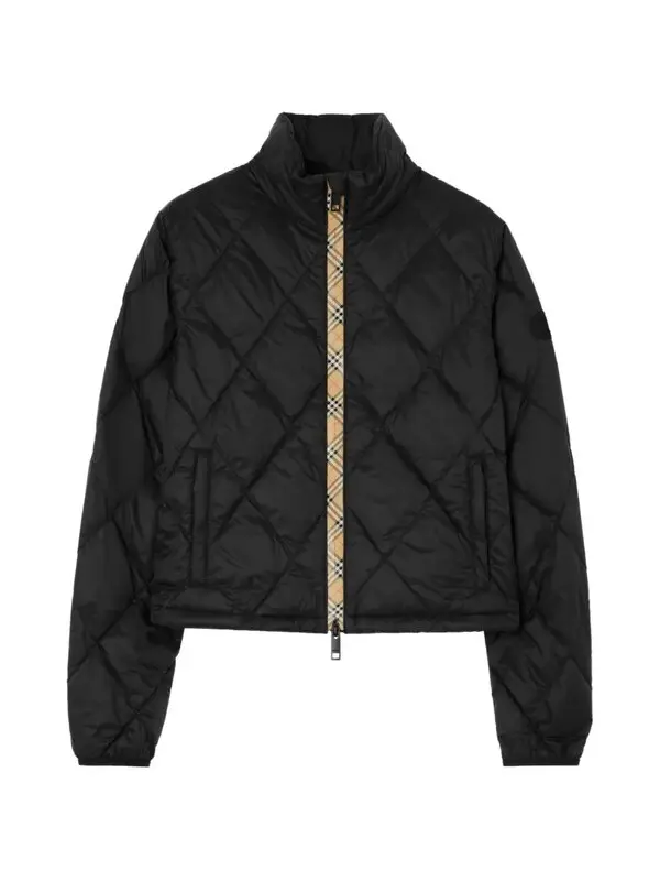 Burberry Quilted Anorak Jacket With Knight Silicone Patch And Signature Check Trim
