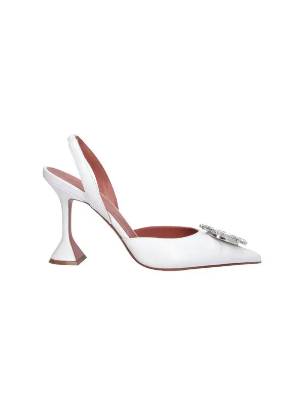 Amina Muaddi Crystal Embellished Pumps - White