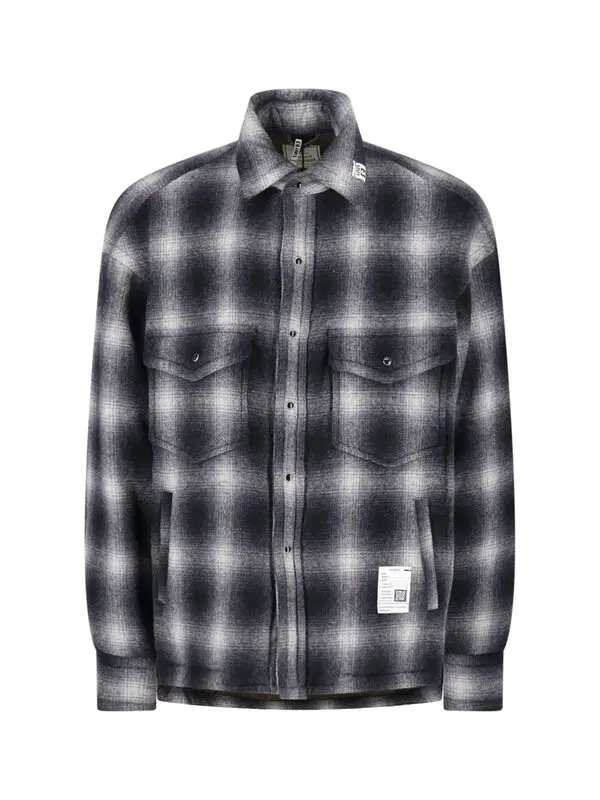 Mihara Yasuhiro Plaid Wool Shirt Jacket - Black