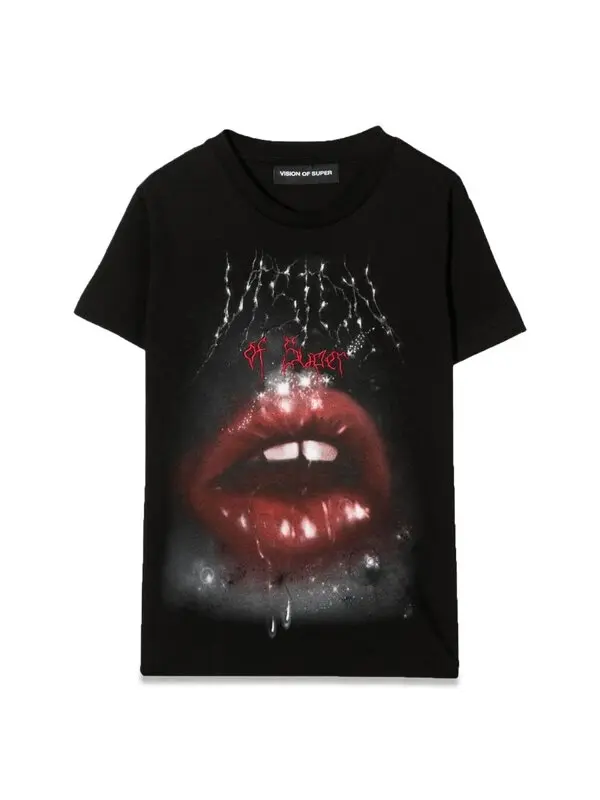 VISION OF SUPER Graphic Print Cotton T-shirt - Black
