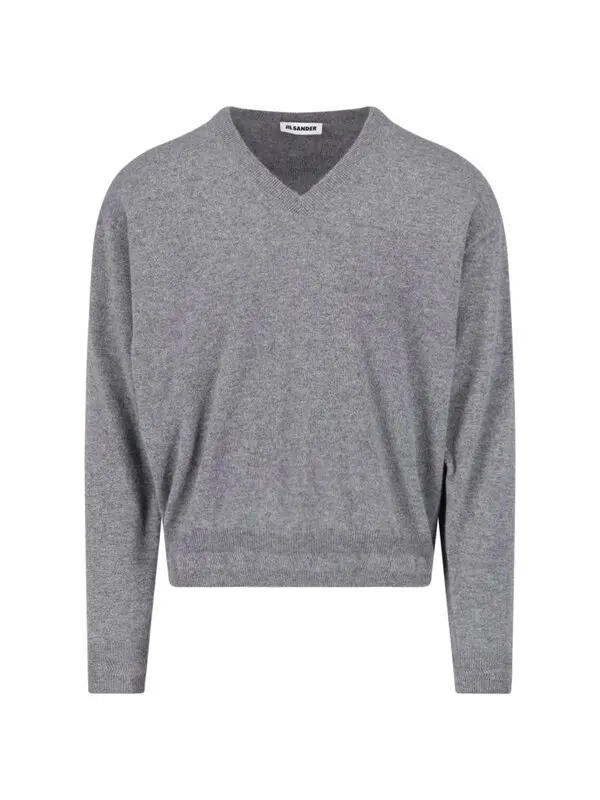 JIL SANDER V-neck Cashmere Sweater - Grey