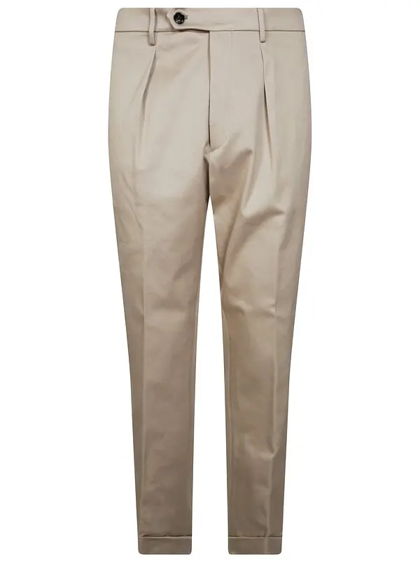 BERWICH Tailored Cotton Blend Stretch Trousers - Beige