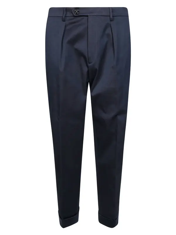 BERWICH Tailored Cotton Blend Stretch Trousers - Blu