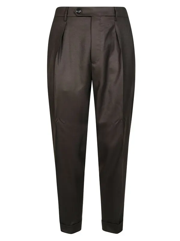 BERWICH Tailored Cotton Blend Stretch Trousers - Marrone