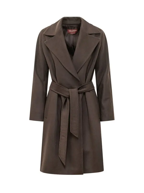 Max Mara Belted Wool Overcoat - Marrone