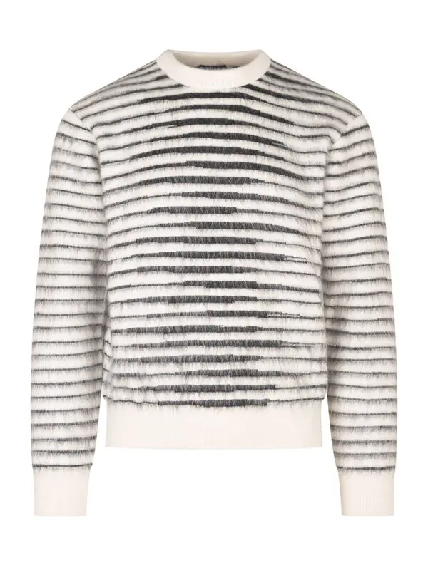 TOM FORD Striped Mohair Long-sleeve Crewneck Sweater - White-black