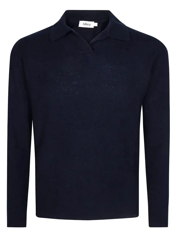 Altea Open-collar Cashmere Merino Polo Sweater - Blu