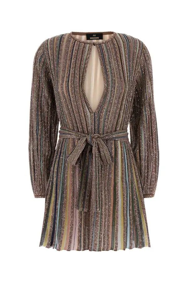Missoni Embroidered Knit Mini Dress - Stripped