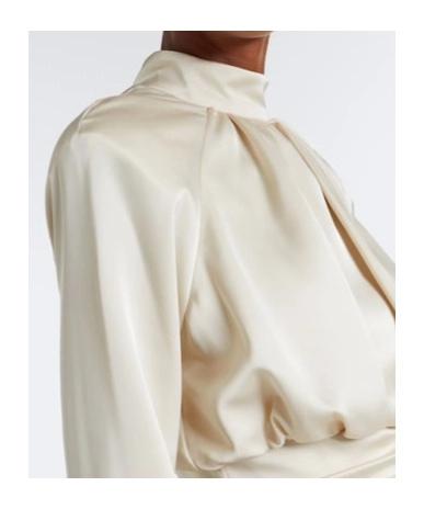 ROTATE BY BIRGER CHRISTENSEN Draped Satin High Neck Top