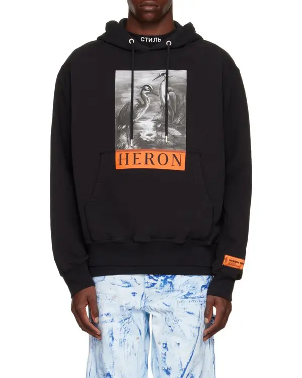 Heron Preston Graphic Printed Drawstring Hoodie