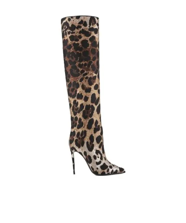 Dolce & Gabbana Dolce Gabbana Leopard-printed Jacquard Boots - Black