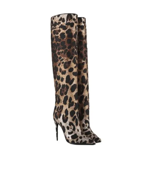 Dolce & Gabbana Dolce Gabbana Leopard-printed Jacquard Boots