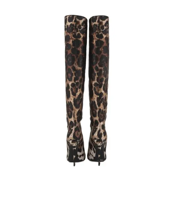 Dolce & Gabbana Dolce Gabbana Leopard-printed Jacquard Boots