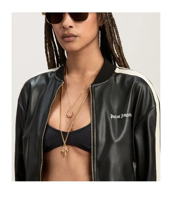 Palm Angels Logo Embroidered Zipped Bomber Jacket