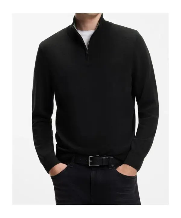 Hugo Boss Boss Virgin Wool And Cashmere Zip Neck Sweater