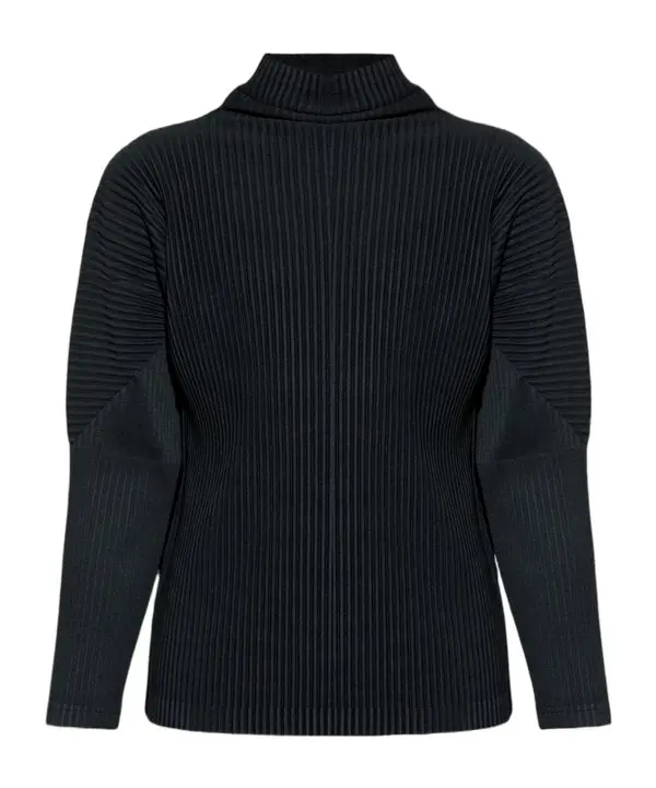 Issey Miyake High-neck Pleated Shirt - Black