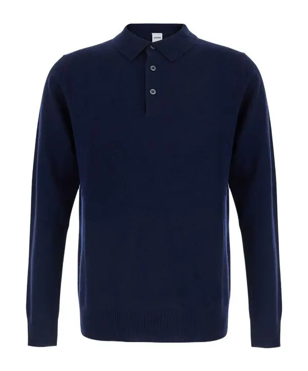 Aspesi Wool-cashmere Knitted Polo Sweater - Blue