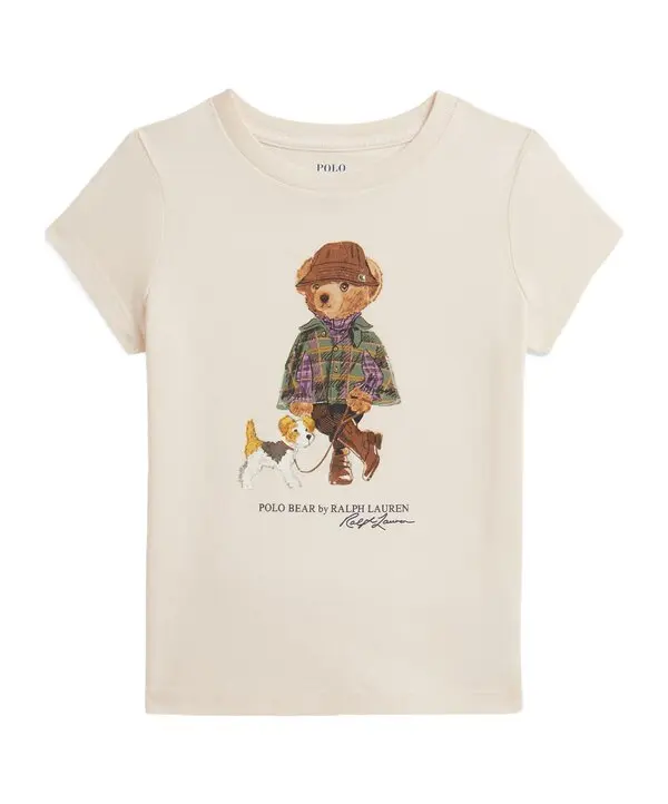 Polo Ralph Lauren Bear Dogwalking Print Crewneck T-shirt - White