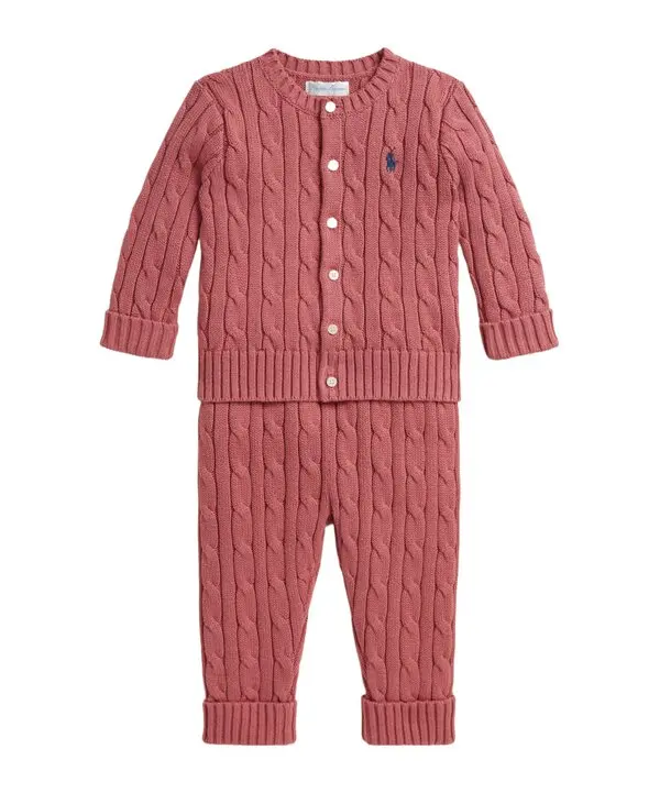 Polo Ralph Lauren Cable-knit Cardigan And Trouser Set