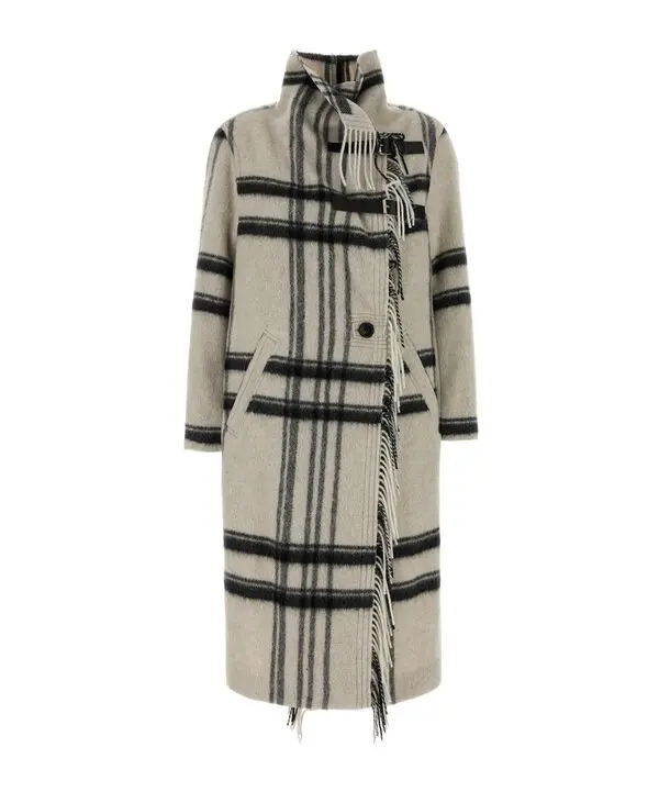 Isabel Marant Étoile Tasseled Plaid Coat - Nude