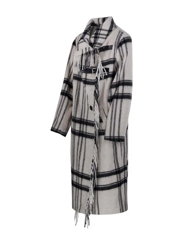 Isabel Marant Étoile Tasseled Plaid Coat - Nude