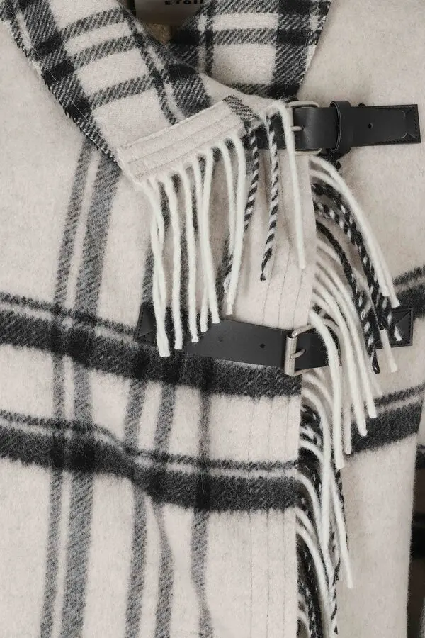 Isabel Marant Étoile Tasseled Plaid Coat - Nude