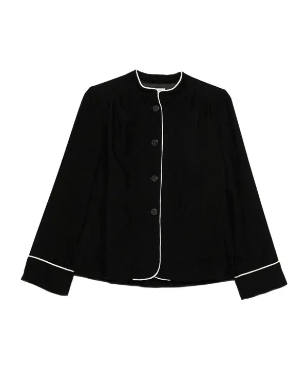 FORTE_FORTE Casual Jacket With Corduroy Piping - Black