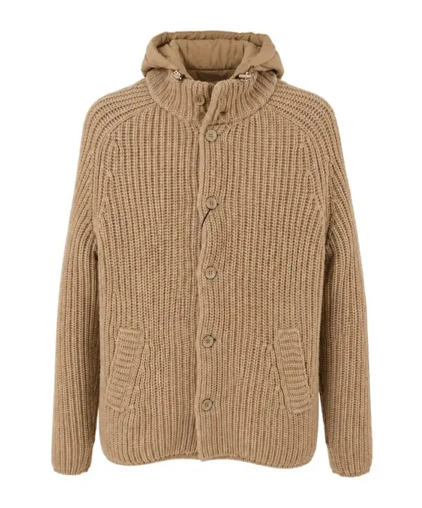 Herno Cable-knit Hooded Cotton Jacket