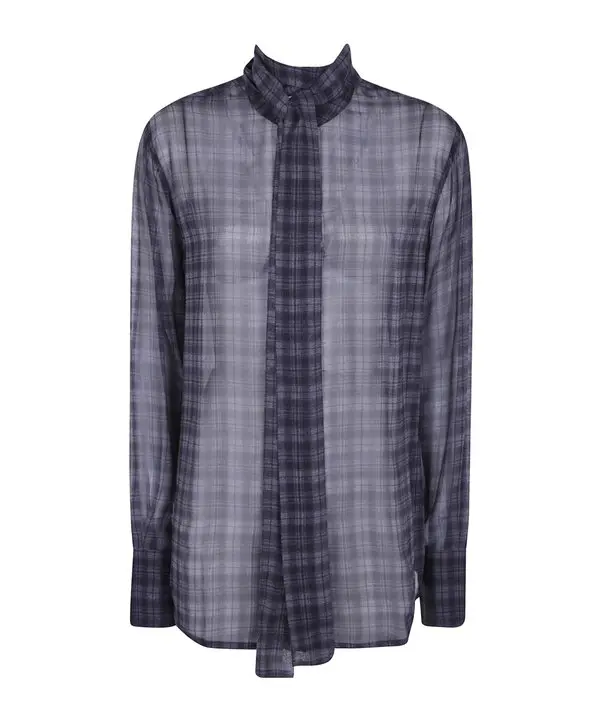 7 For All Mankind Sheer Plaid Blouse