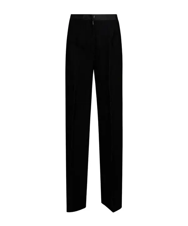 FORTE_FORTE High-waisted Ribbed Casual Trousers - Black
