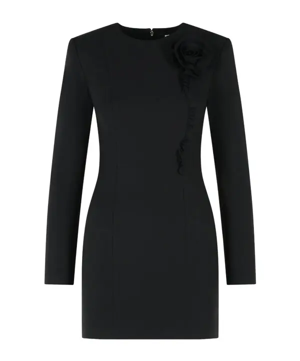 ROTATE BY BIRGER CHRISTENSEN Crêpe Mini Dress With Floral Detail - Black