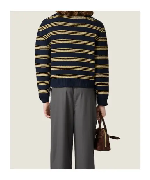 Miu Miu Striped Wool And Cashmere Cardigan With Shawl Collar