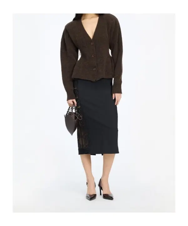 ROTATE BY BIRGER CHRISTENSEN Brown Alpaca Blend Cardigan
