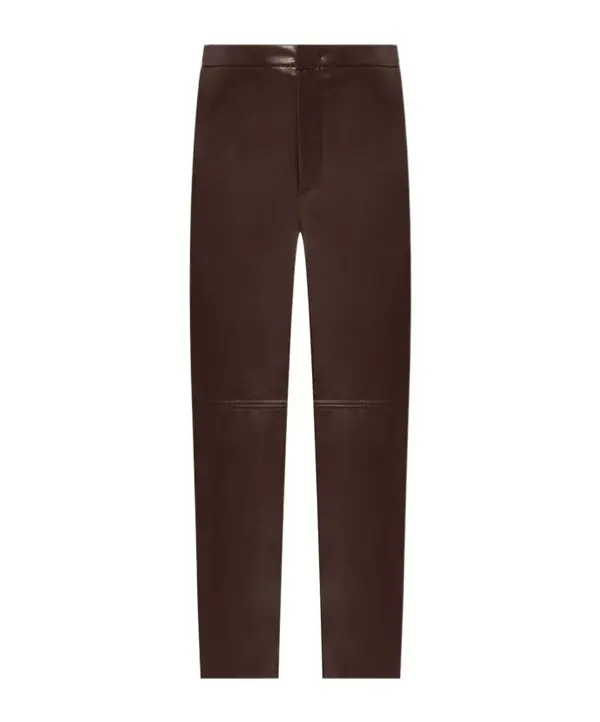 TWINSET High-waisted Faux-leather Trousers - Brown