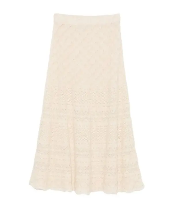 D.exterior Pointelle Knit Flared Skirt - No