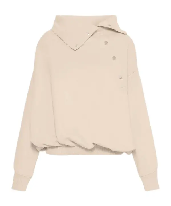 Sportmax Long Sleeve High Neck Sweatshirt - Beige